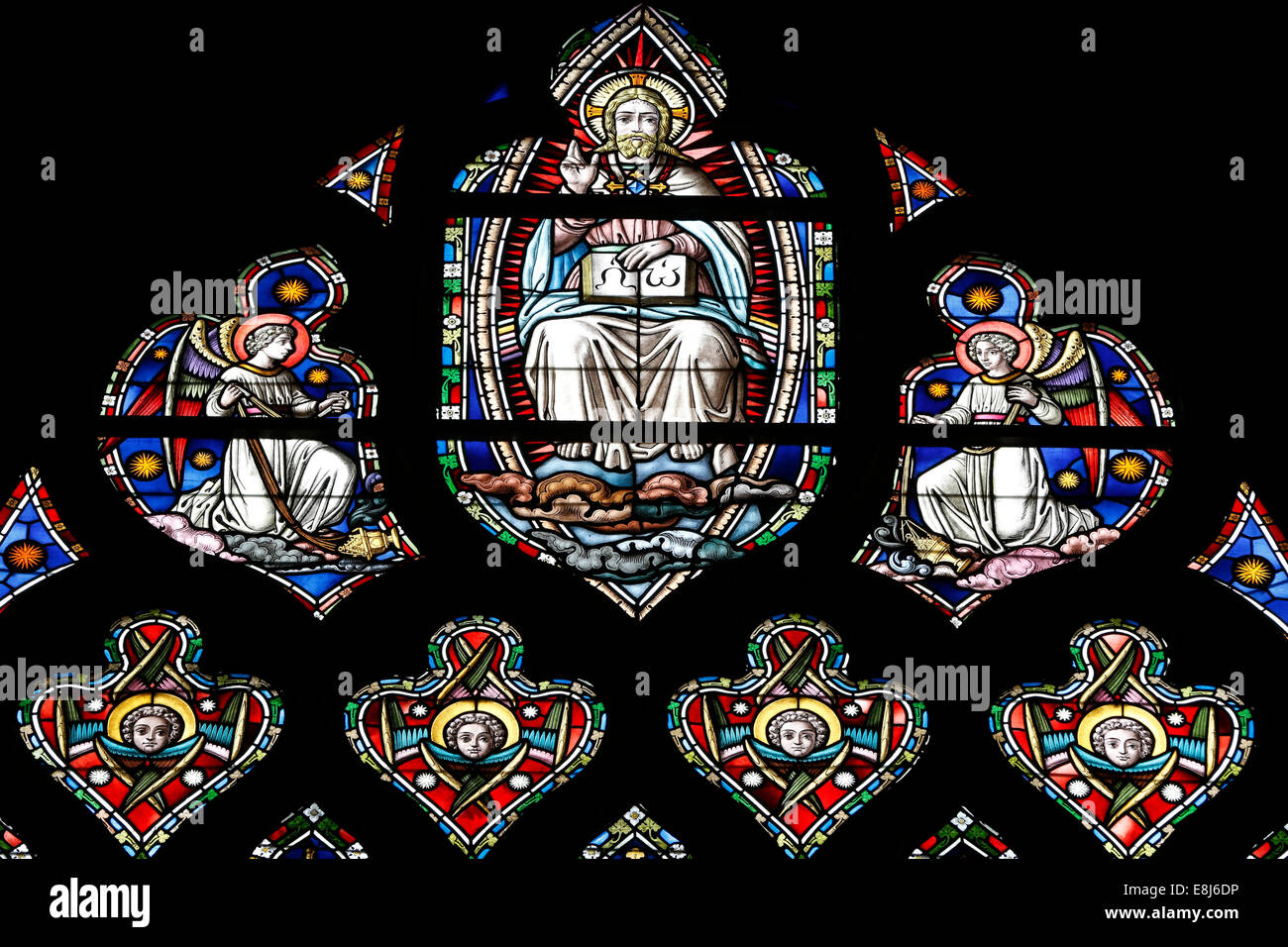 Saint Salvators Cathedral. Stained-glass window. God Stock Photo - Alamy
