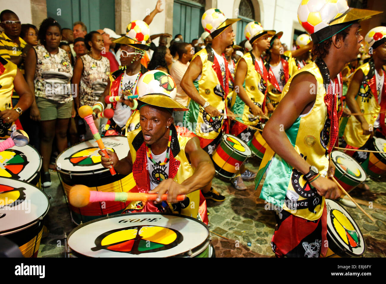 Drum band Olodum performing in Pelourinho during carnival Stock Photo ...