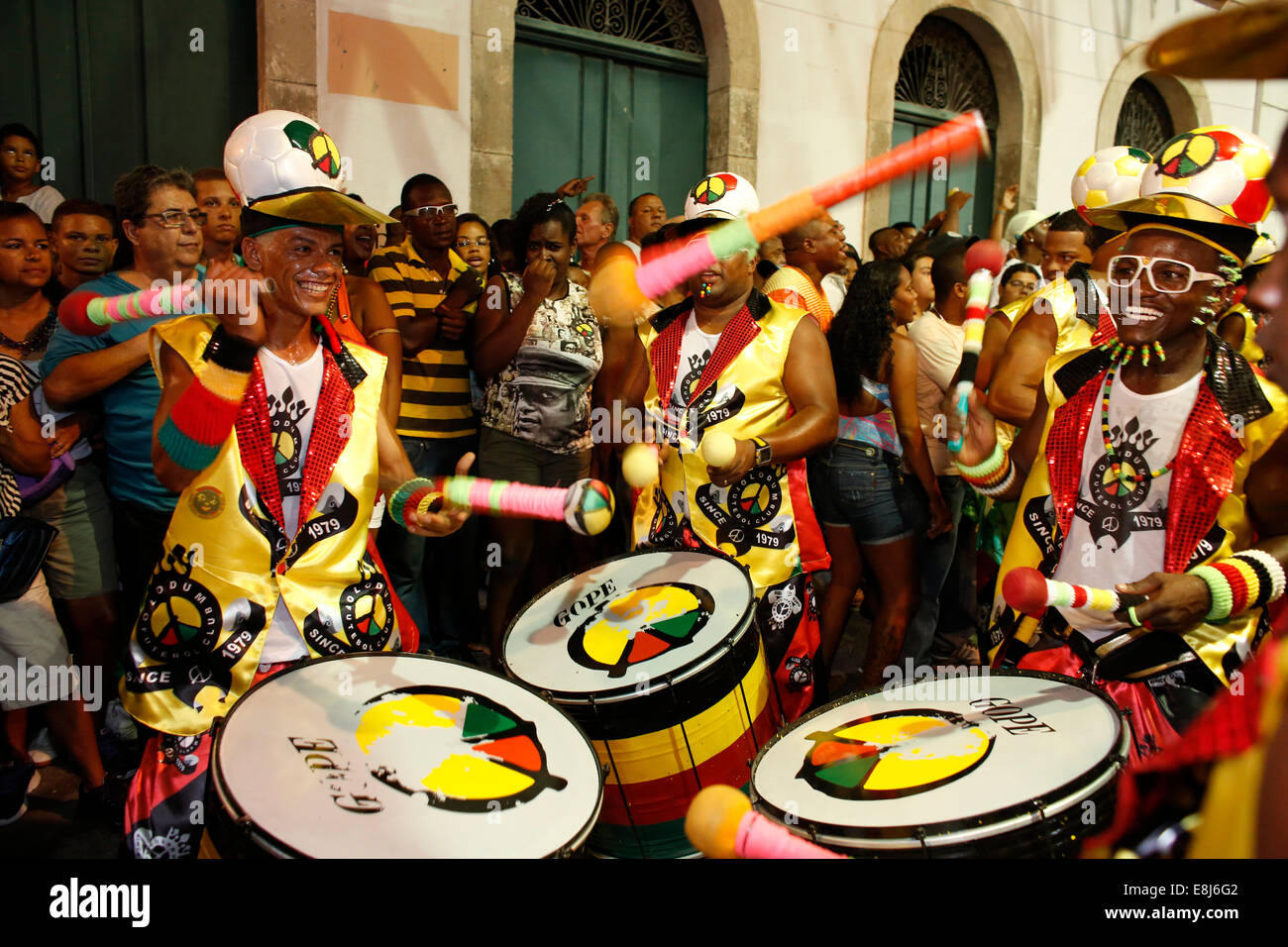 Drum band Olodum performing in Pelourinho during carnival Stock Photo ...