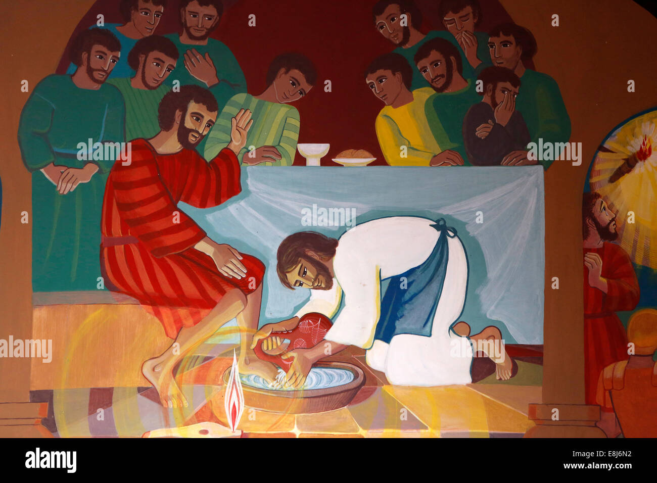 Painting depicting Jesus washing a disciple's feet Stock Photo - Alamy
