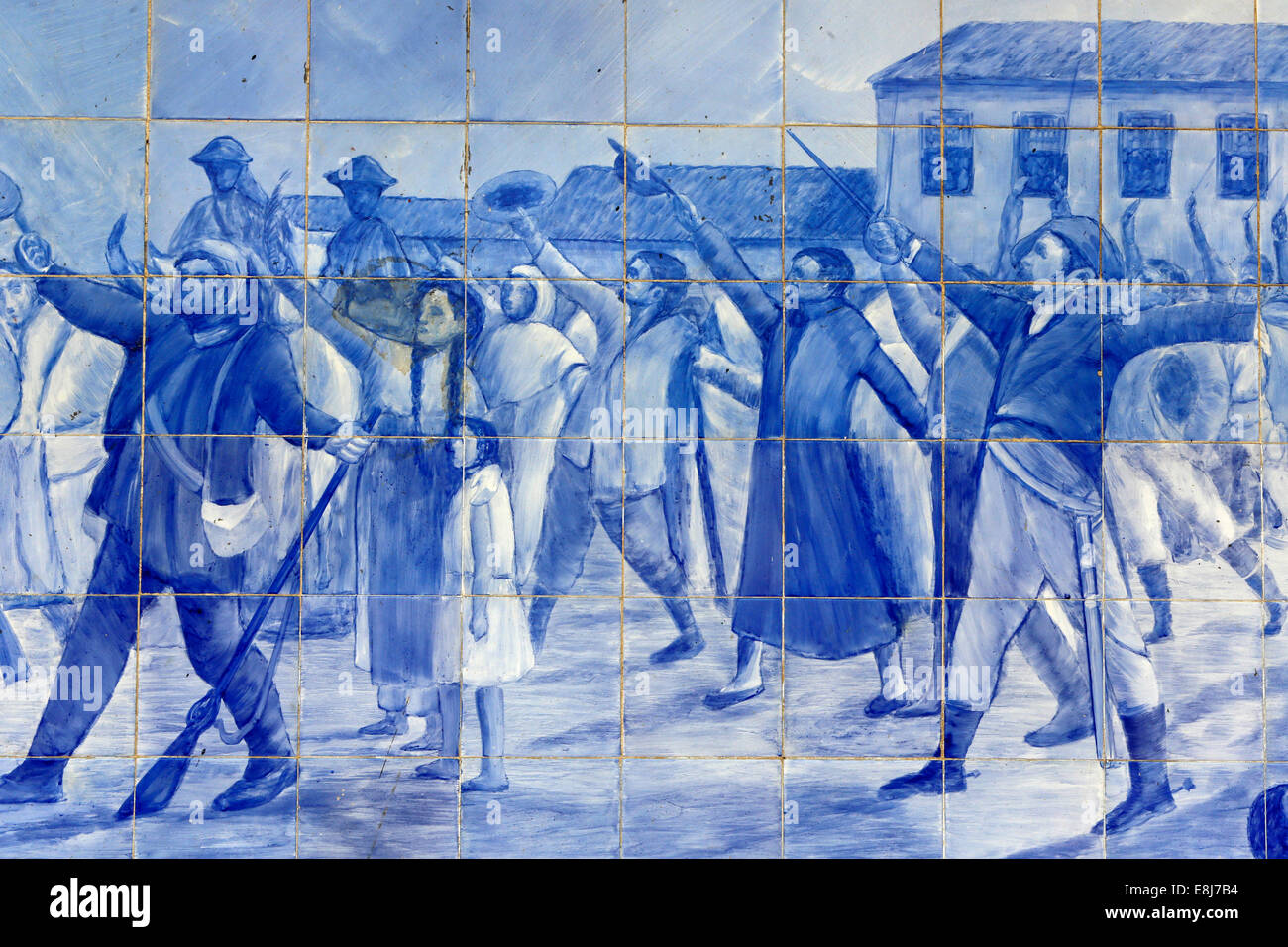 Detail of a mosaic depicting Cachoeira people cheering Prince Pedro ...