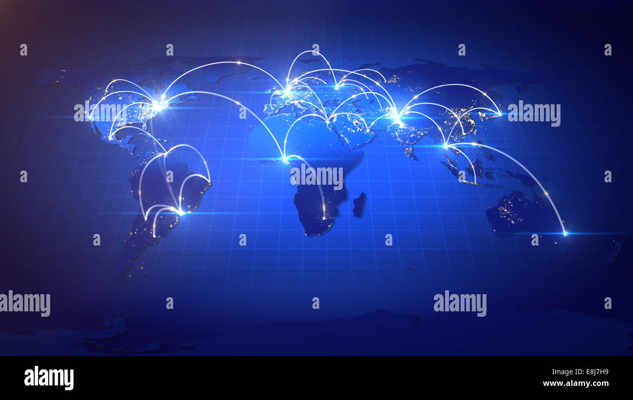 Global network cable map hi-res stock photography and images - Alamy