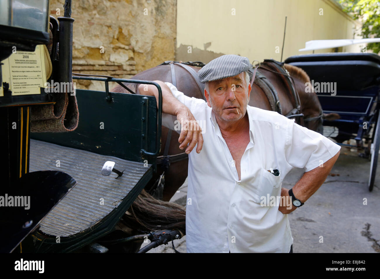 Horse-drawn carriage driver in Cordoba Stock Photo - Alamy