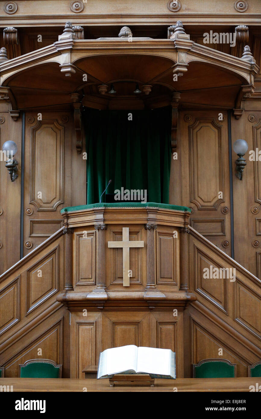 Protestant temple of Pentemont. Pulpit Stock Photo - Alamy