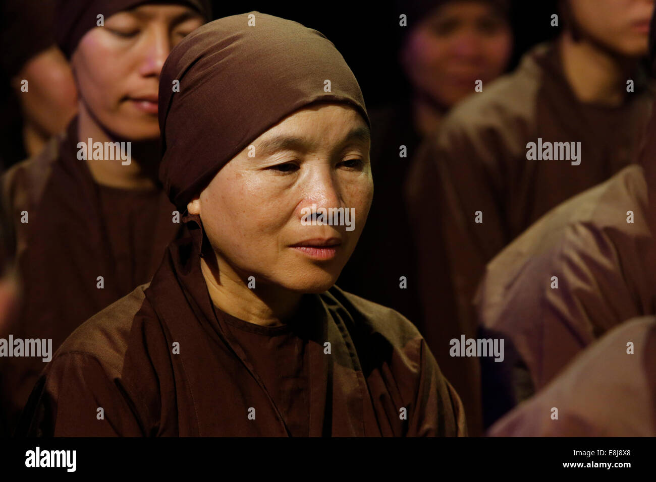 Buddhist nun meditating Stock Photo - Alamy