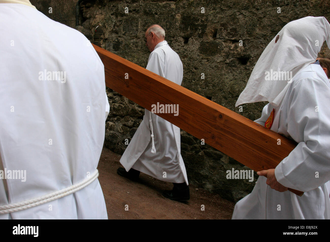 Good Friday procession White Penitents Stock Photo - Alamy