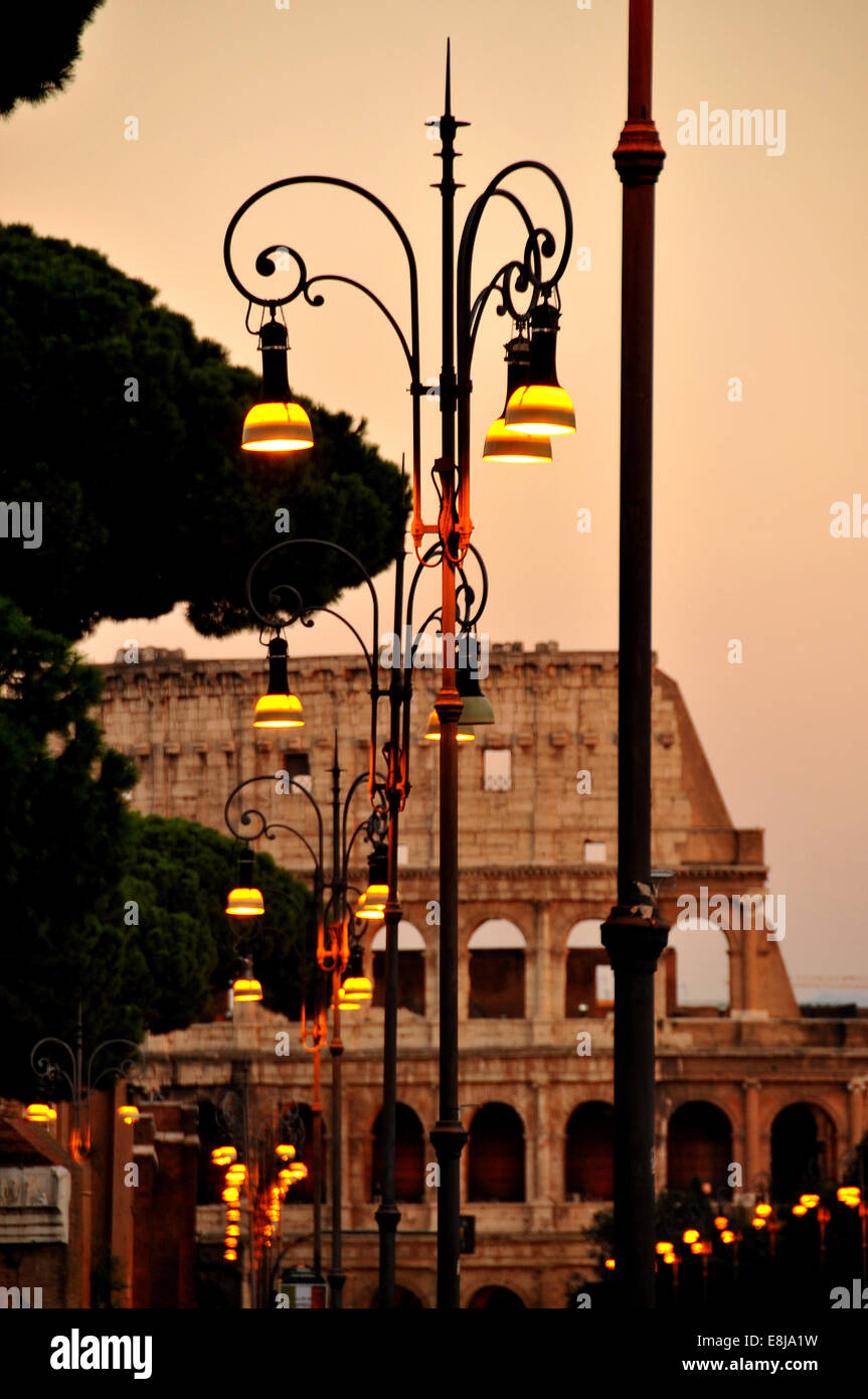 Streetlights and Coliseum Stock Photo - Alamy