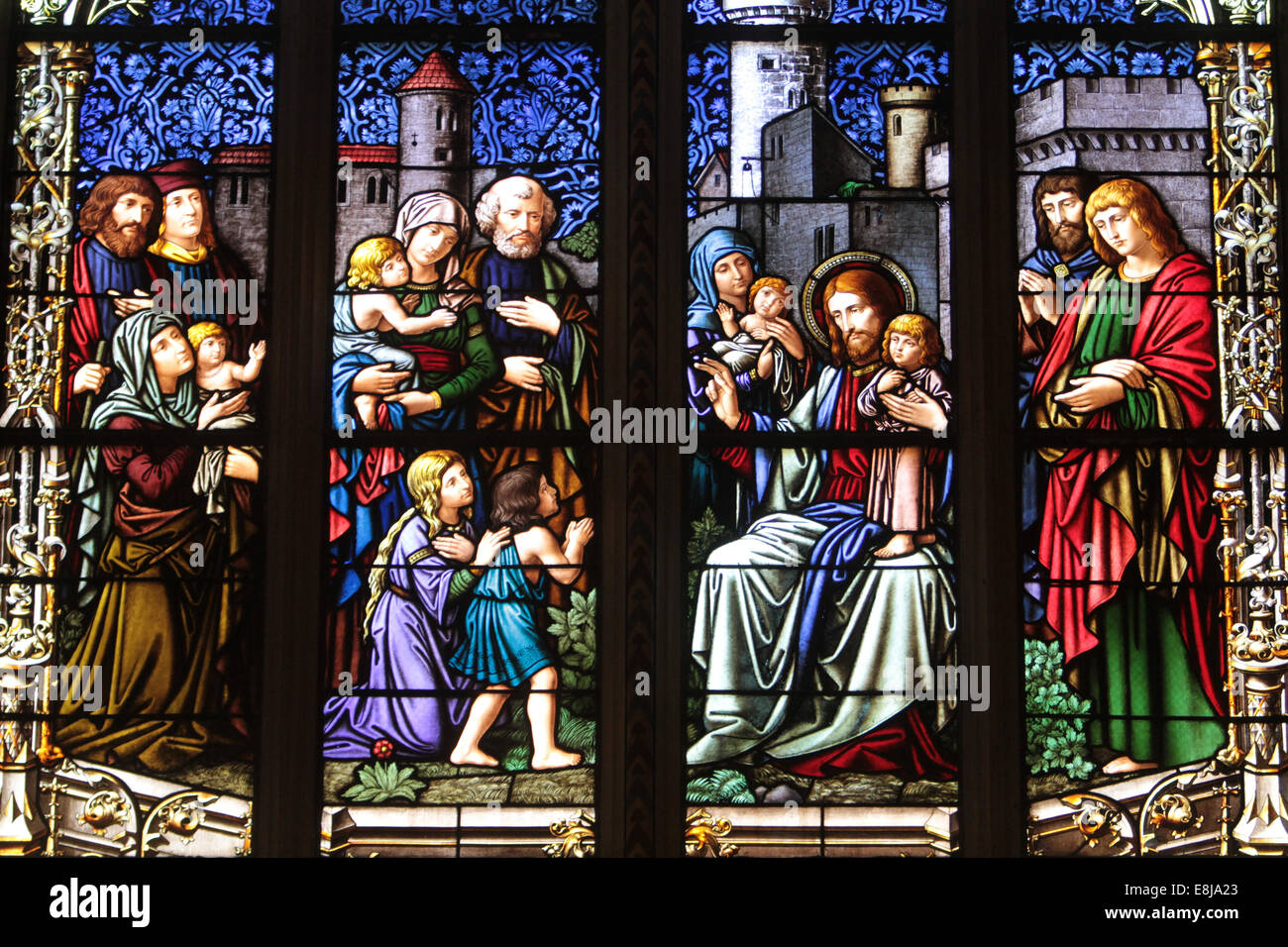 Stained glass. Chapel of the Maccabees. St. Pierre Cathedral Stock ...