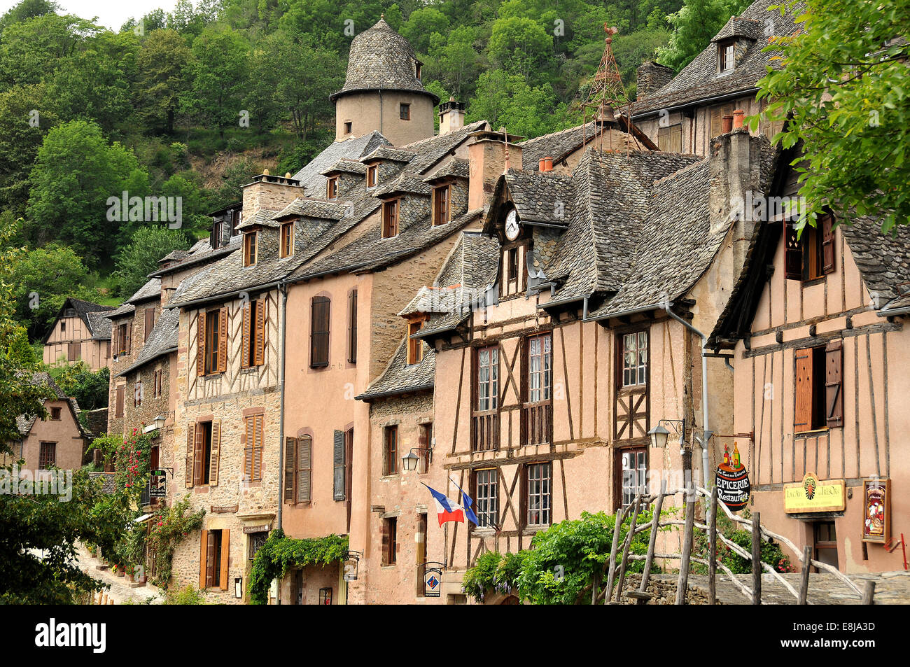 Medieval village of Conques Stock Photo - Alamy