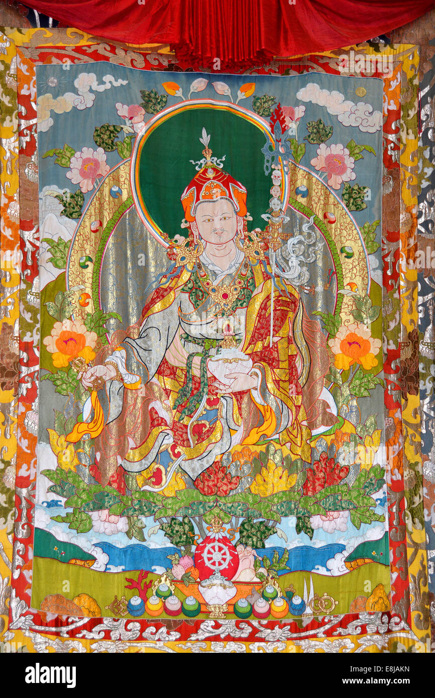 Padmasambhava thangka in Lerab Ling buddhist monastery Stock Photo - Alamy