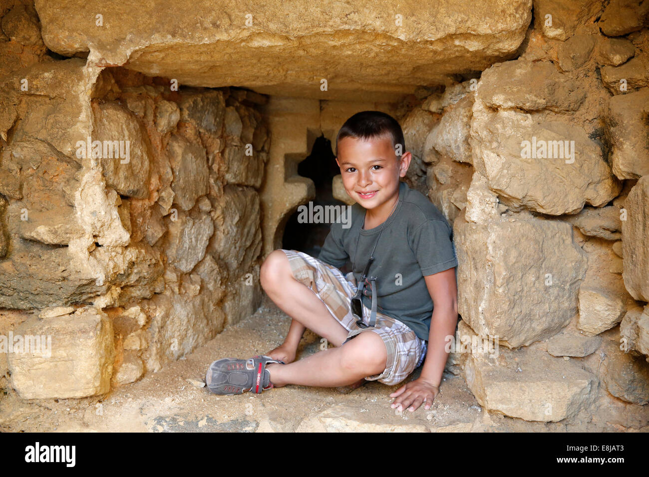 Boy visiting a castle Stock Photo - Alamy