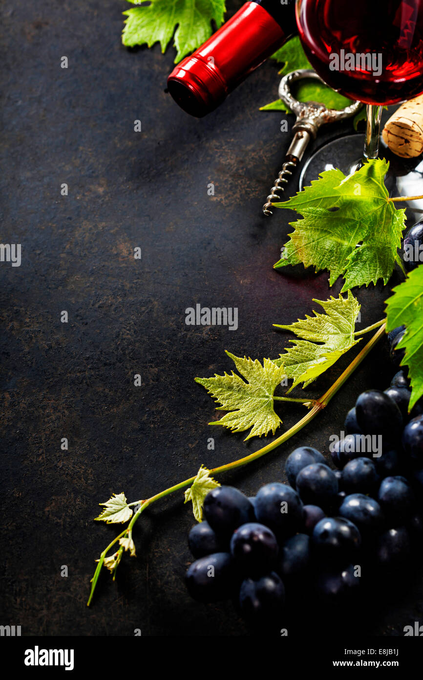Food background with Wine and Grape. Lots of copy space Stock Photo - Alamy