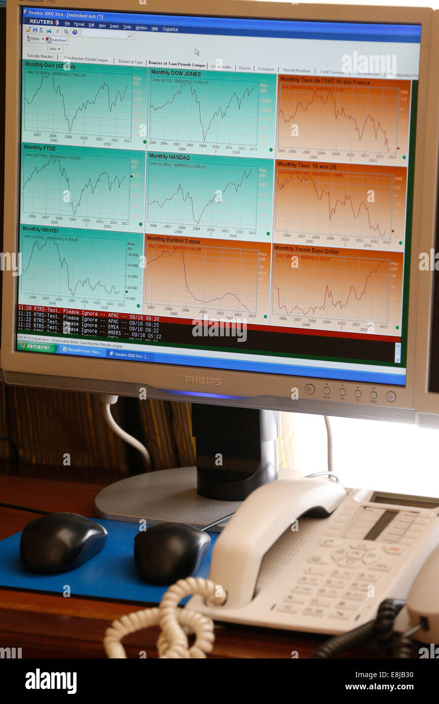 Computer on the stock exchange Stock Photo - Alamy