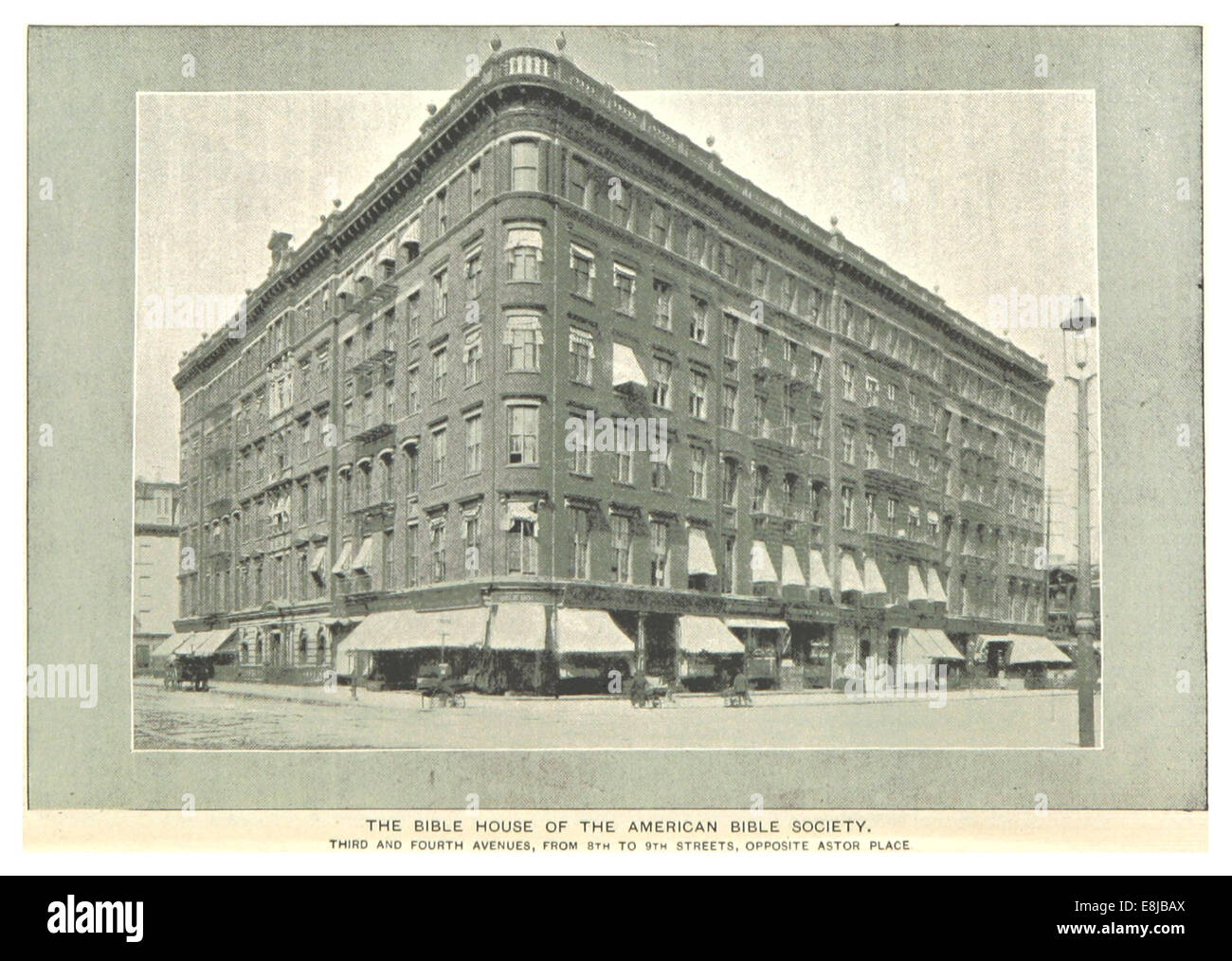 A vintage illustration from 1893 shows the Bible House of the American ...