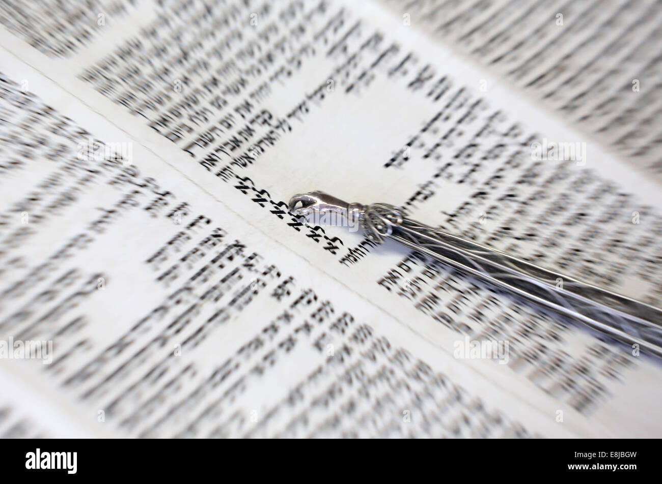 Jewish torah scroll with pointer. The ten commandments Stock Photo - Alamy