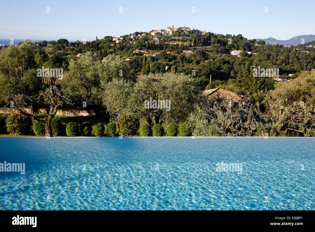 Swimming pool and Provence landscape Stock Photo - Alamy