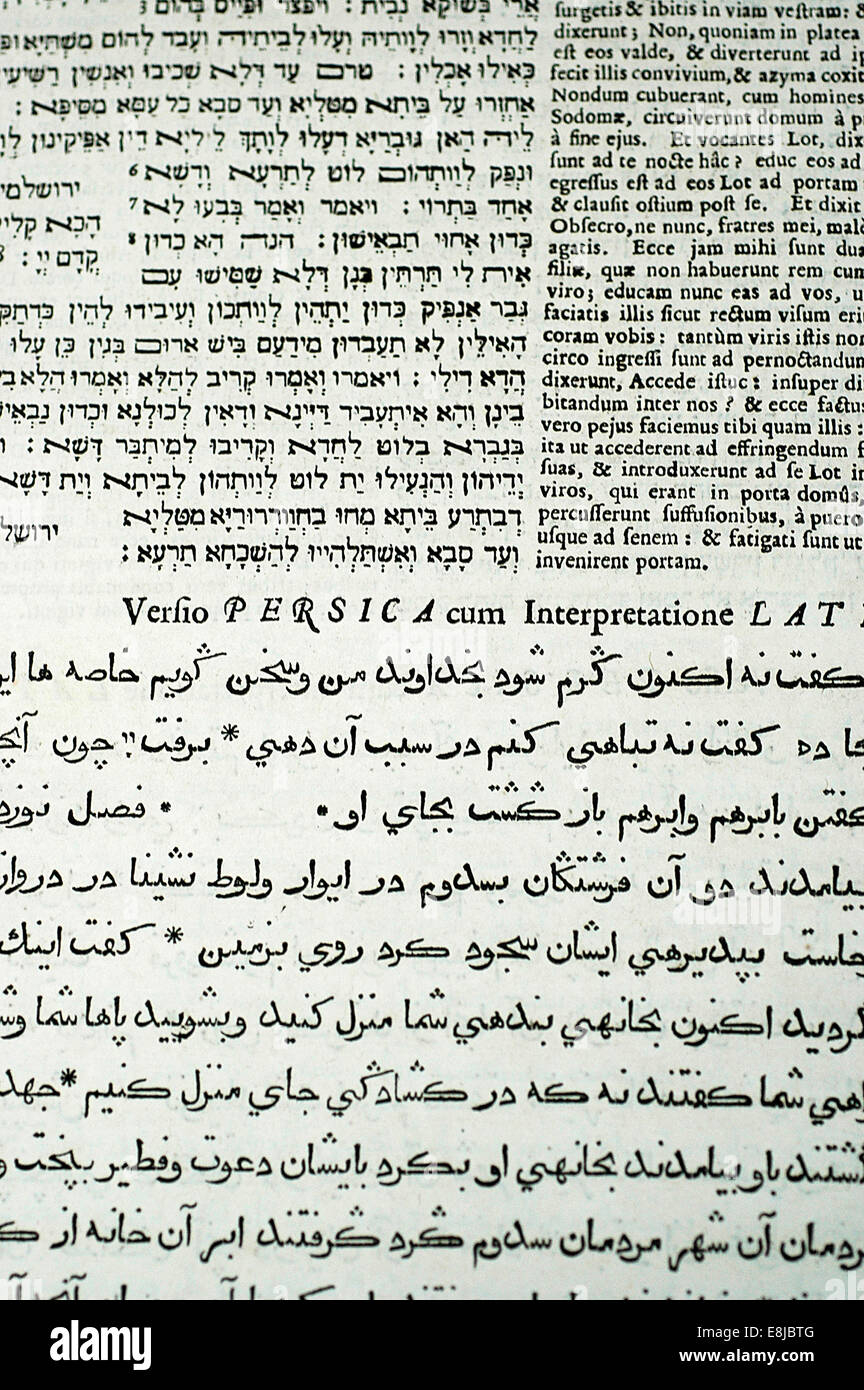 Bible in Hebrew, Latin and Arabic Stock Photo - Alamy