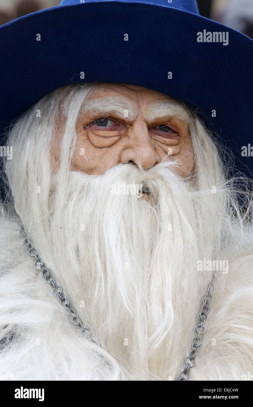 The medieval festival of Provins. Costume parade. Merlin the wizard ...