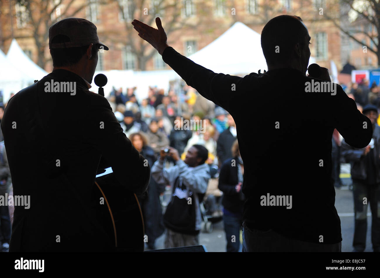 Protestant festival in Strasbourg, France Christian rock band Stock ...
