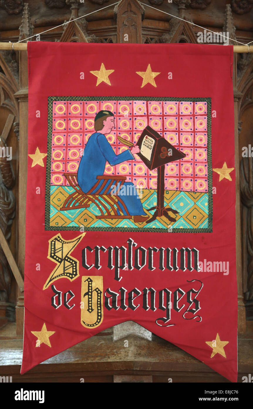 Medieval standard. Scriptorium Stock Photo - Alamy