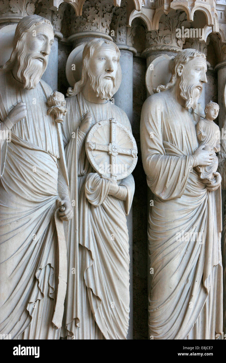 Chartres cathedral : Northern Gate sculptures Isaiah, Jeremy, Simon ...