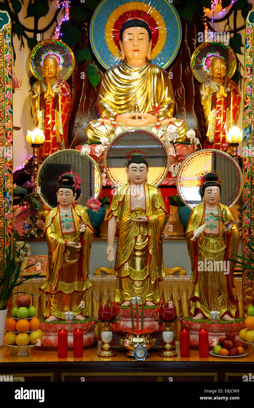 Linh Son buddhist temple. Main Altar Stock Photo - Alamy