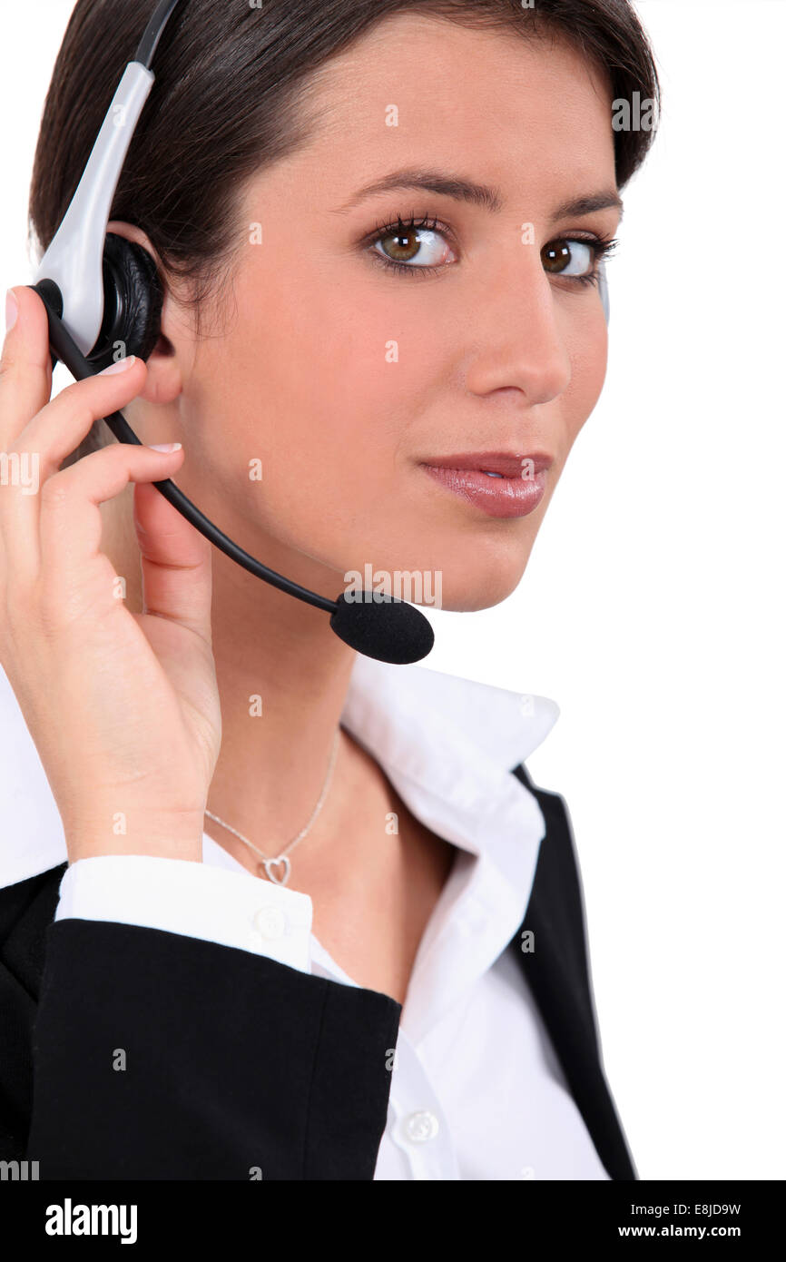 Young telephone operator Stock Photo - Alamy
