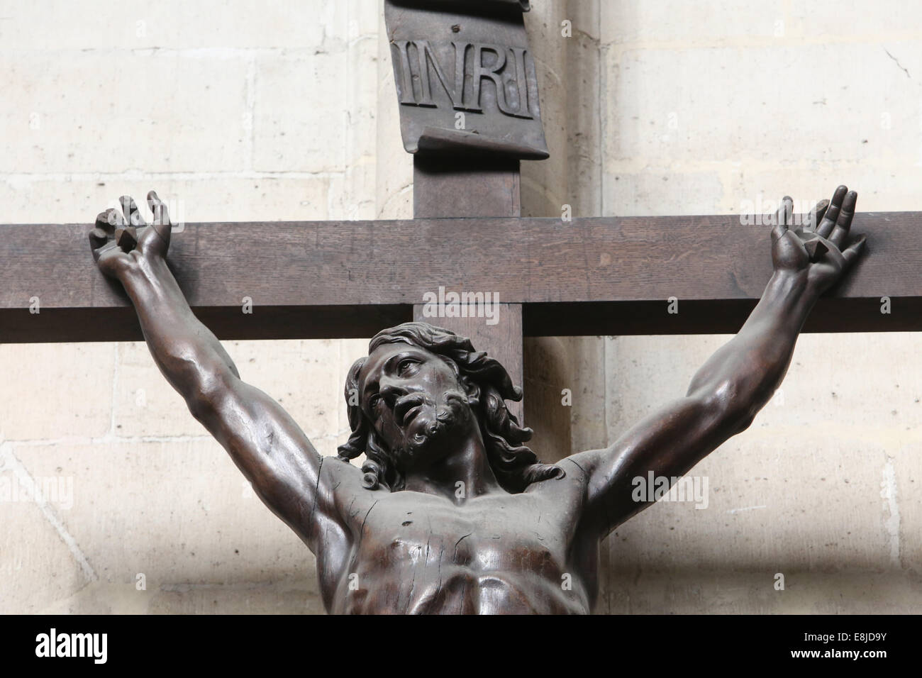 St Germain l'Auxerrois church. Jesus on the cross. 18th century Stock ...