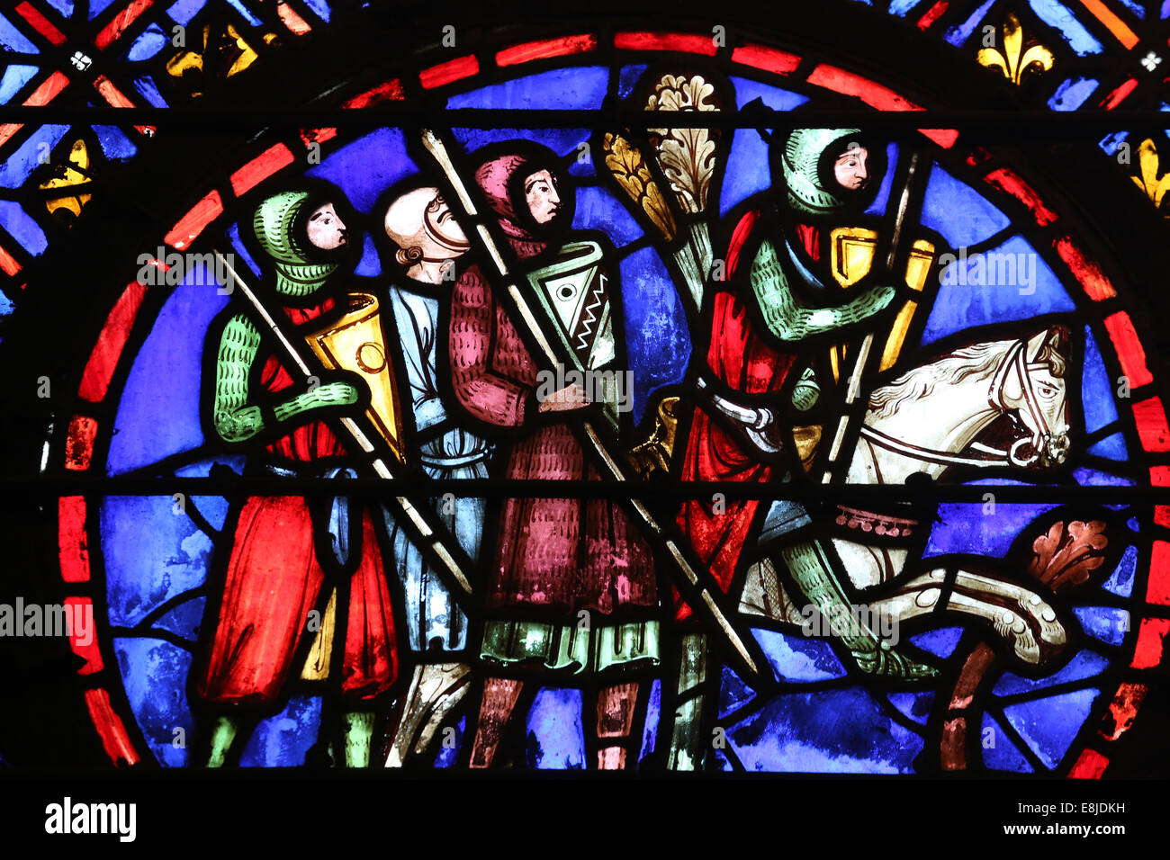 The Holy Chapel. Stained glass window. Knights Stock Photo - Alamy