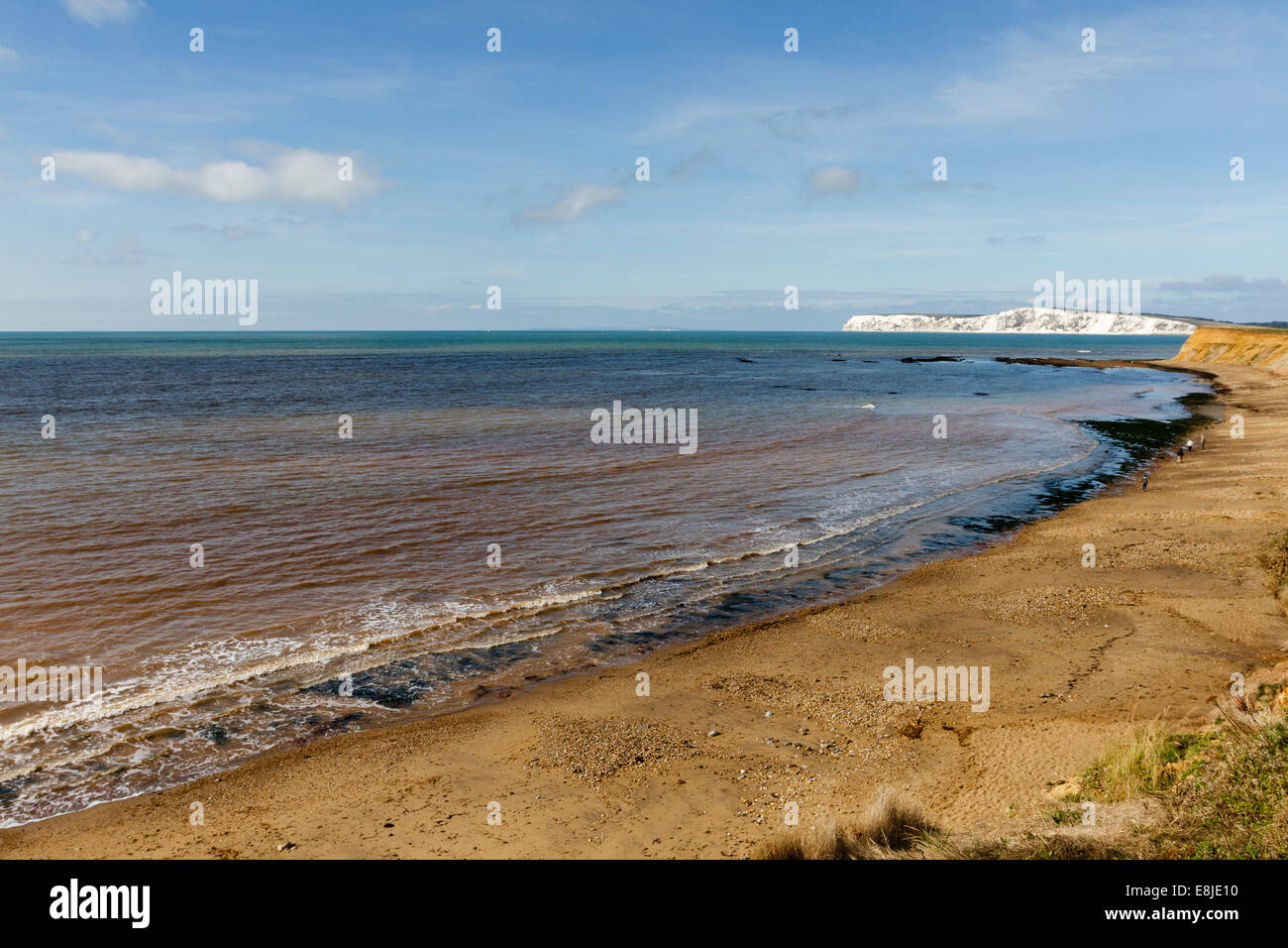 Sunny autumnal day overlooking Compton Bay on the Isle of Wight ...