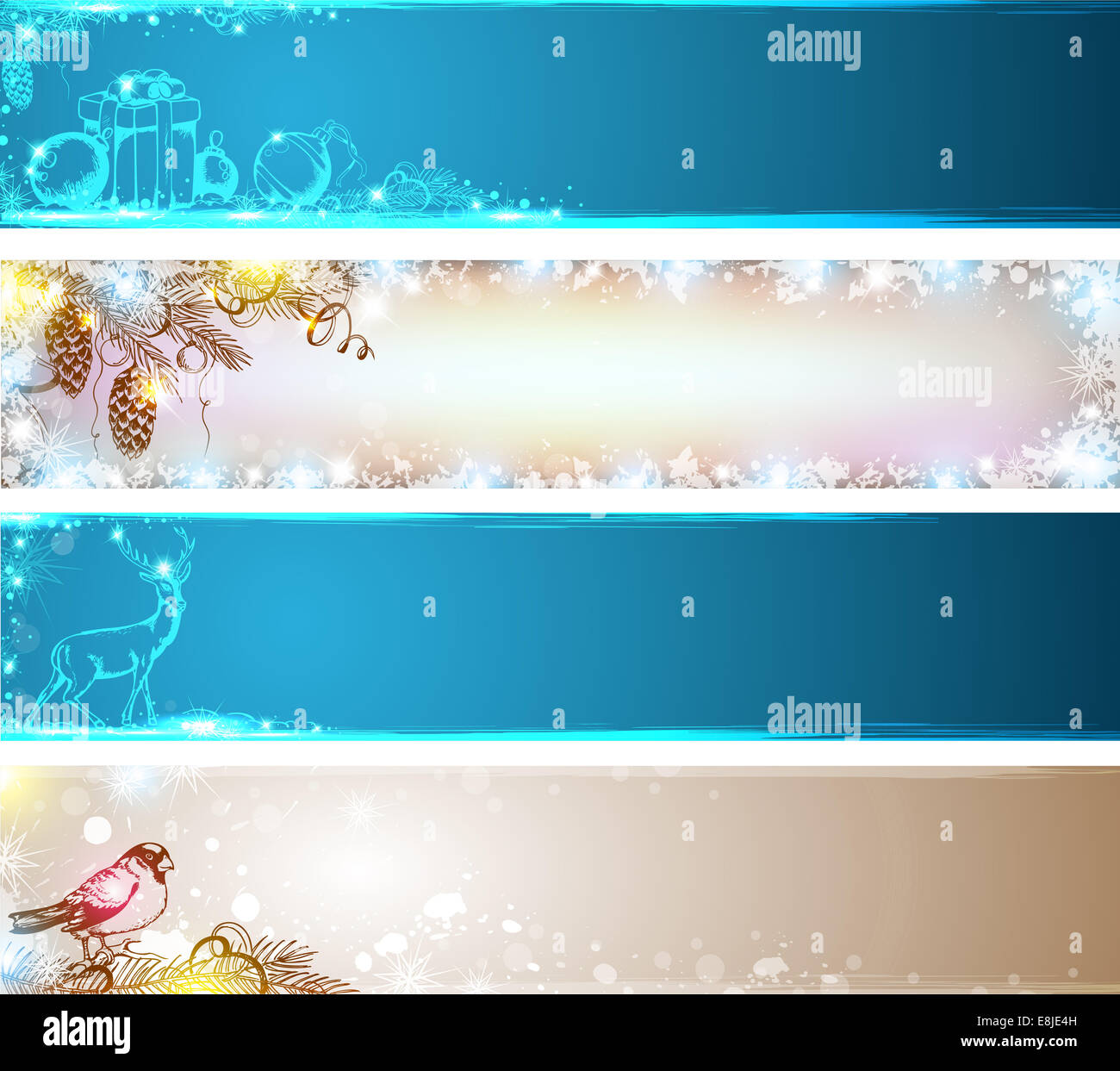 Christmas banners with Christmas tree and decorations Stock Photo - Alamy