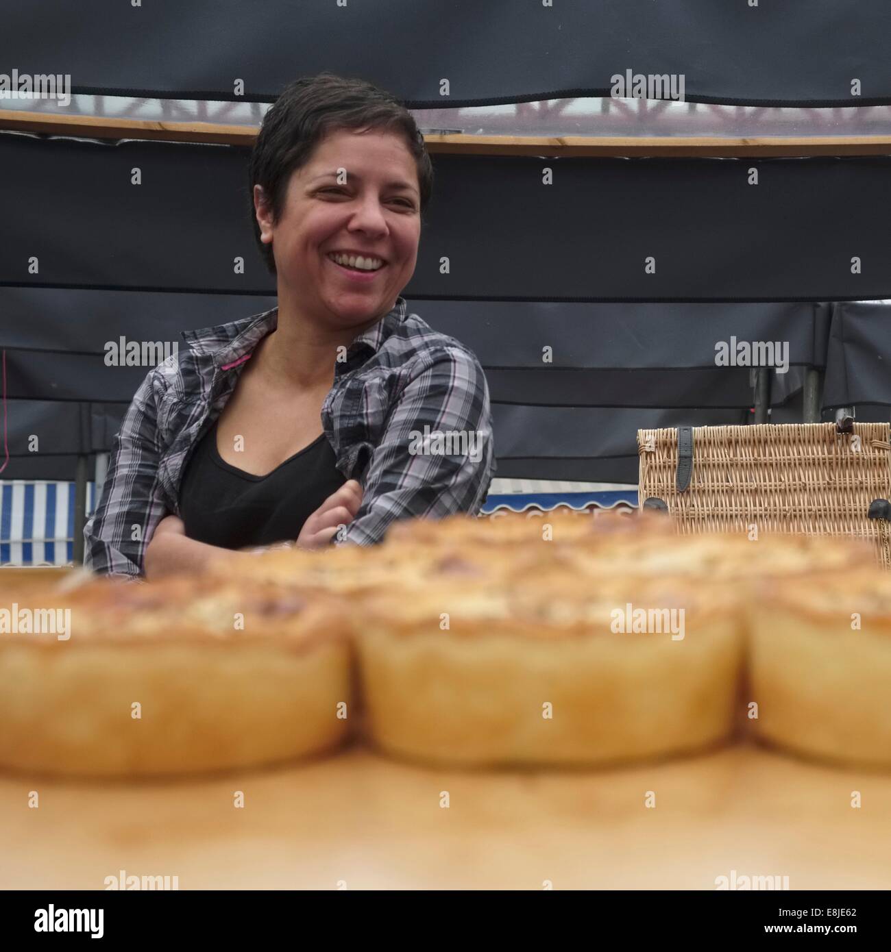A seller of specialist traditional pies for sale in the farmers ...