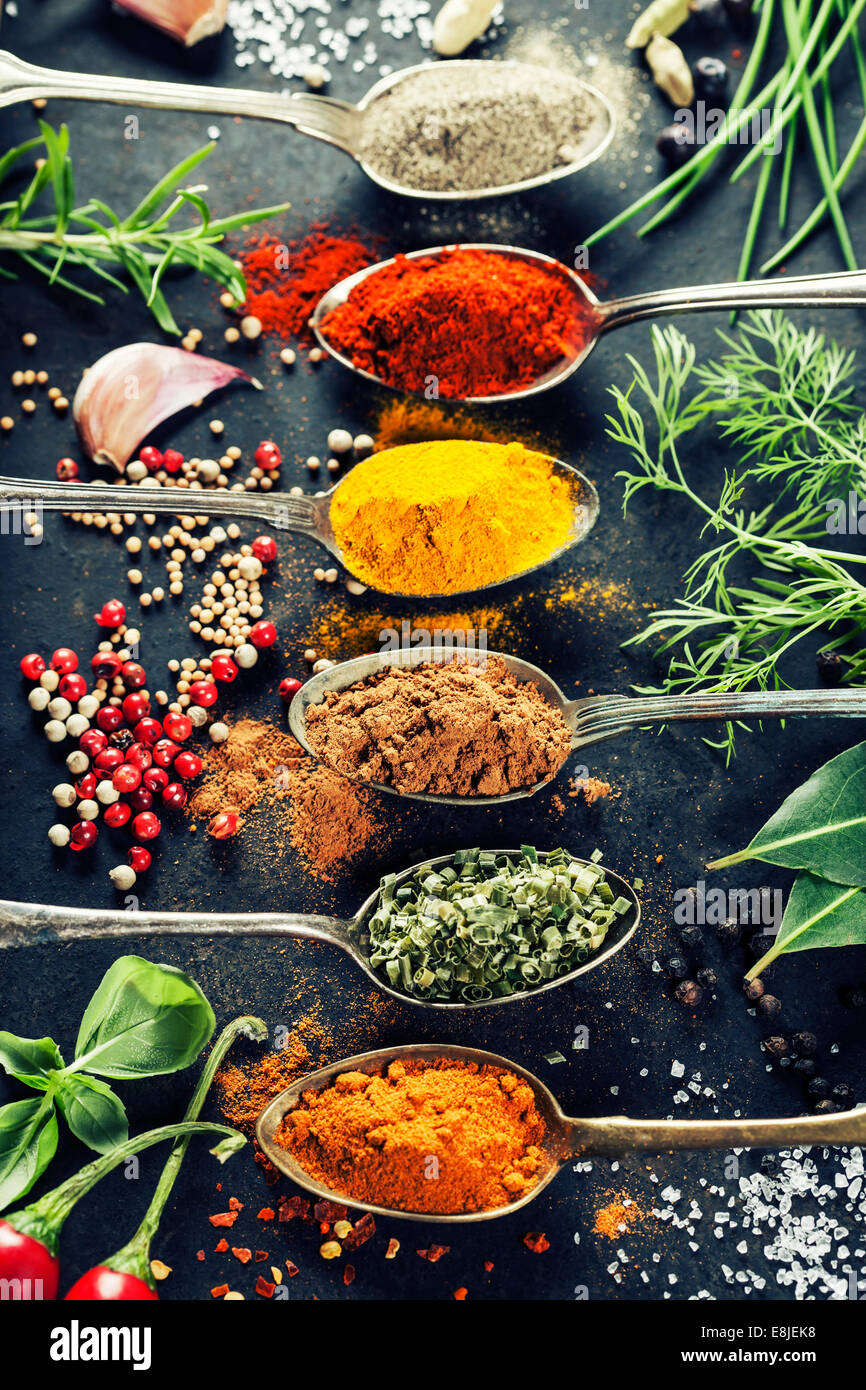 Herbs and spices selection, close up Stock Photo - Alamy