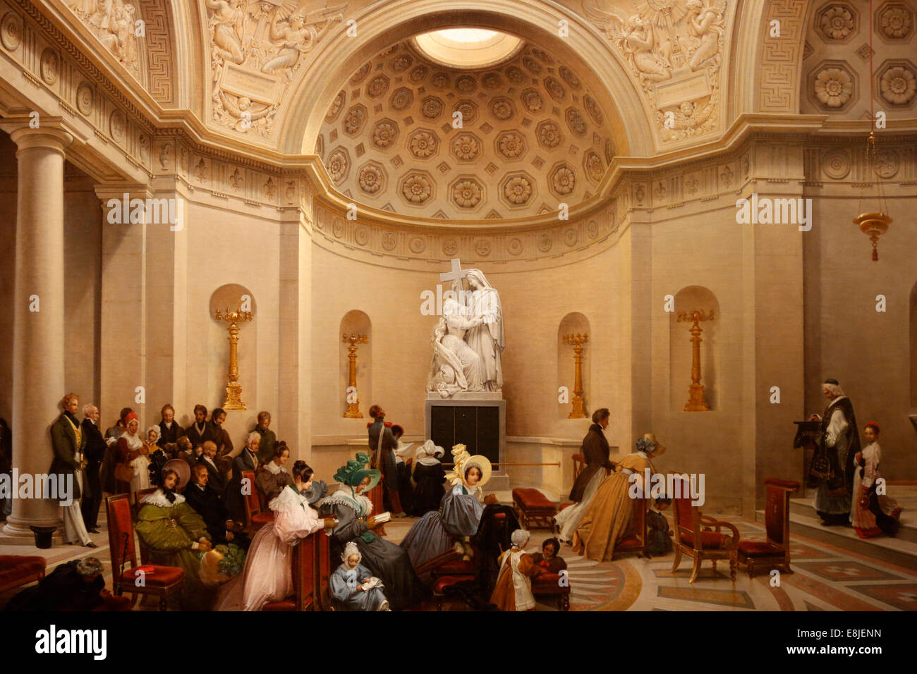 Painting depicting : " Une messe ˆ la chapelle expiatoire" (1835). By ...