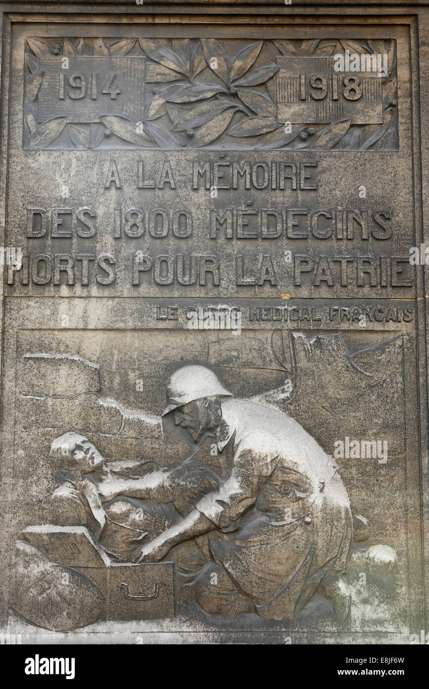 Relief depicting French doctors who died during World War I Stock Photo ...