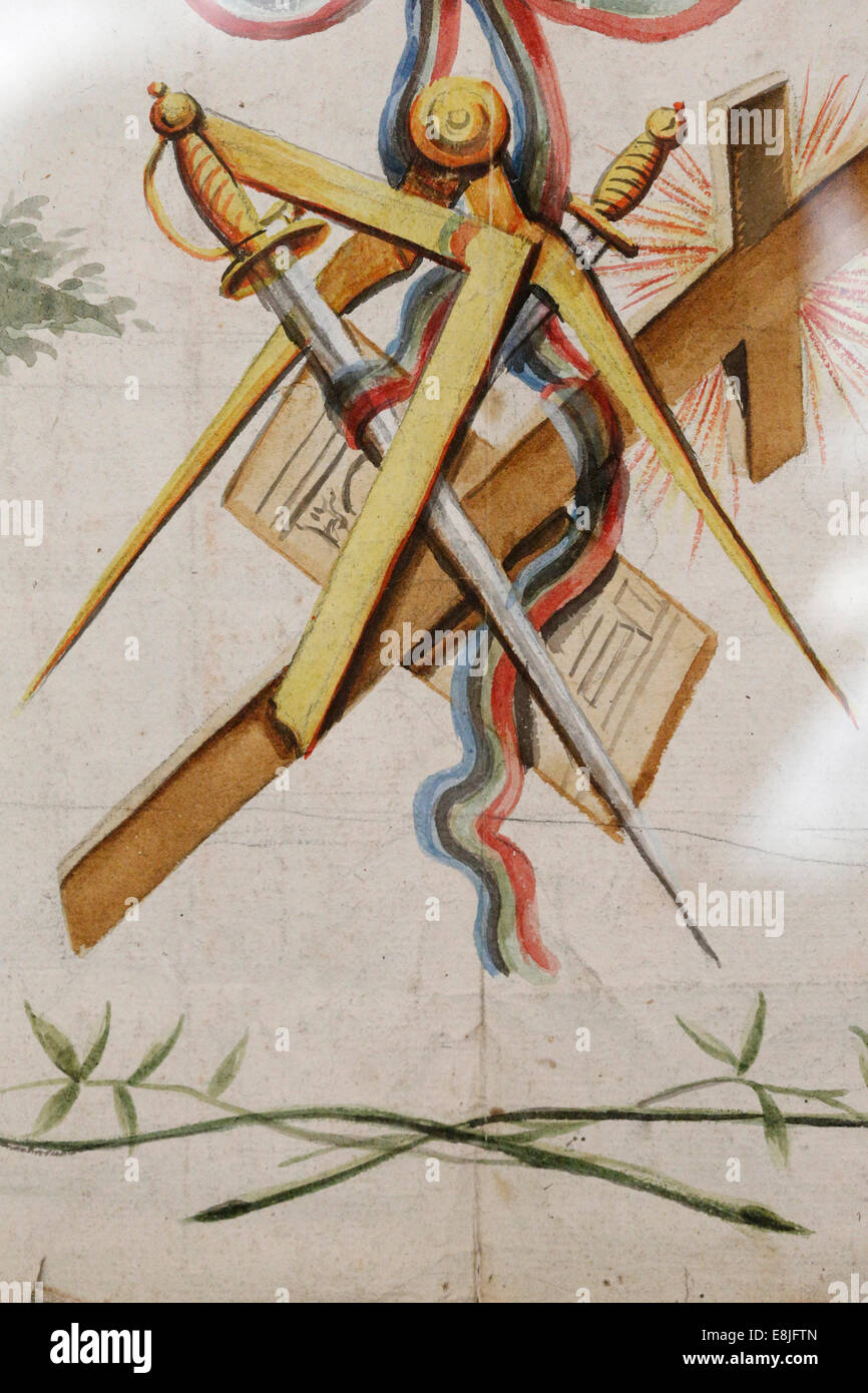 Grande Loge de France. Masonic apron Stock Photo - Alamy