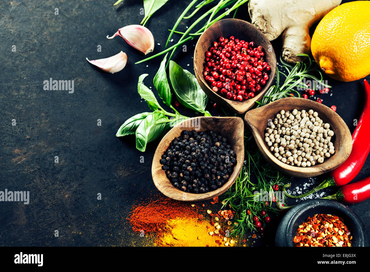 Herbs and spices selection, close up Stock Photo - Alamy