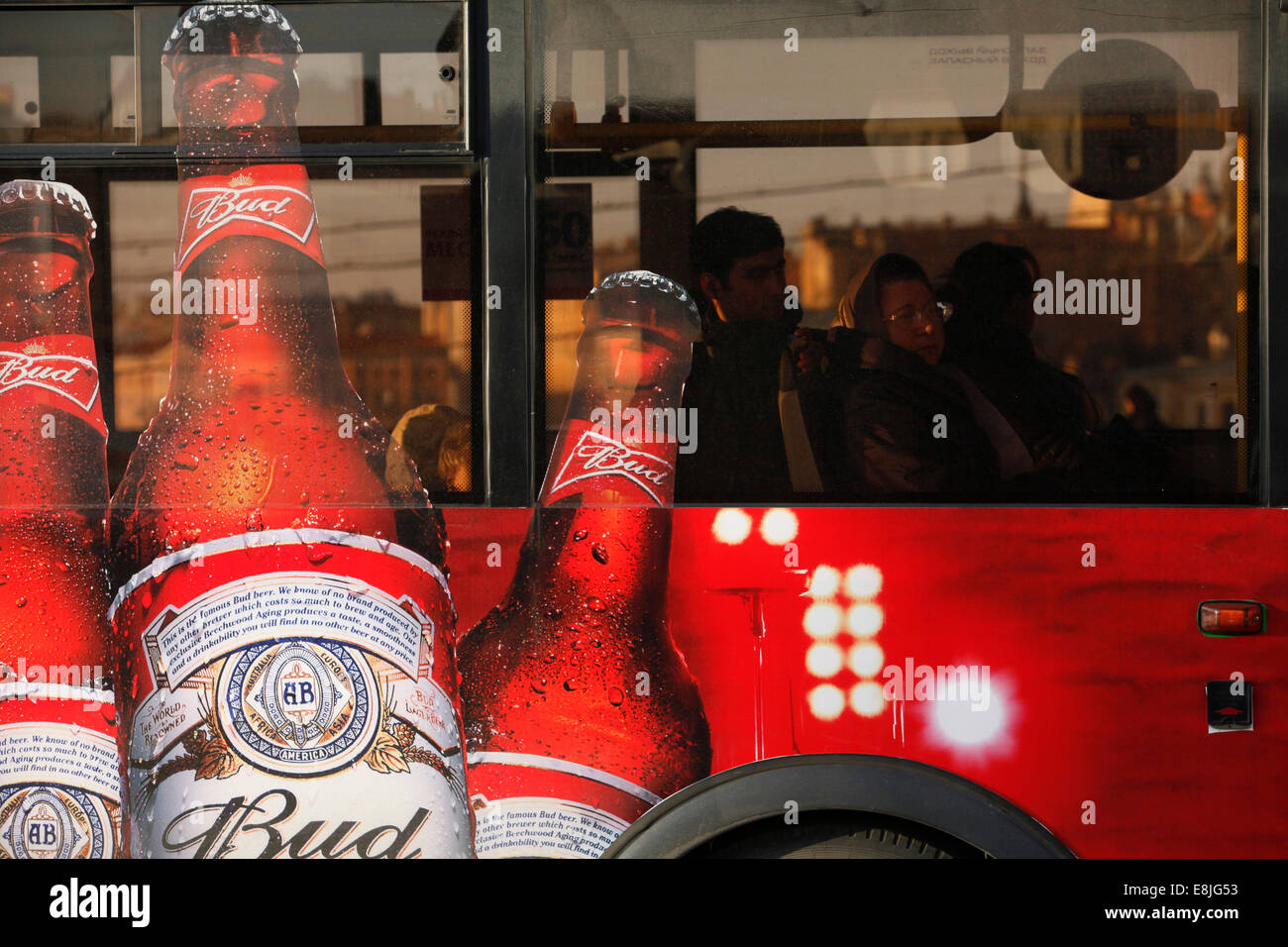 Bus with advertising Stock Photo - Alamy