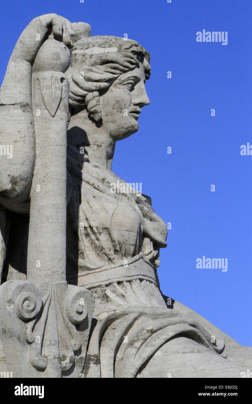 Allegorical statues representing the four Russian rivers: Neva, Volga ...