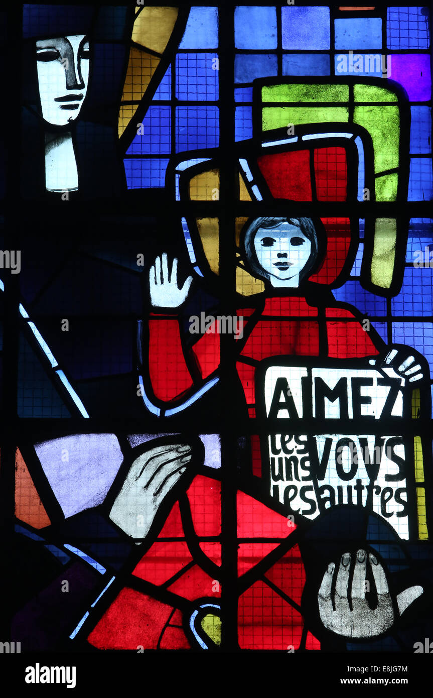 Love one another stained glass Stock Photo - Alamy