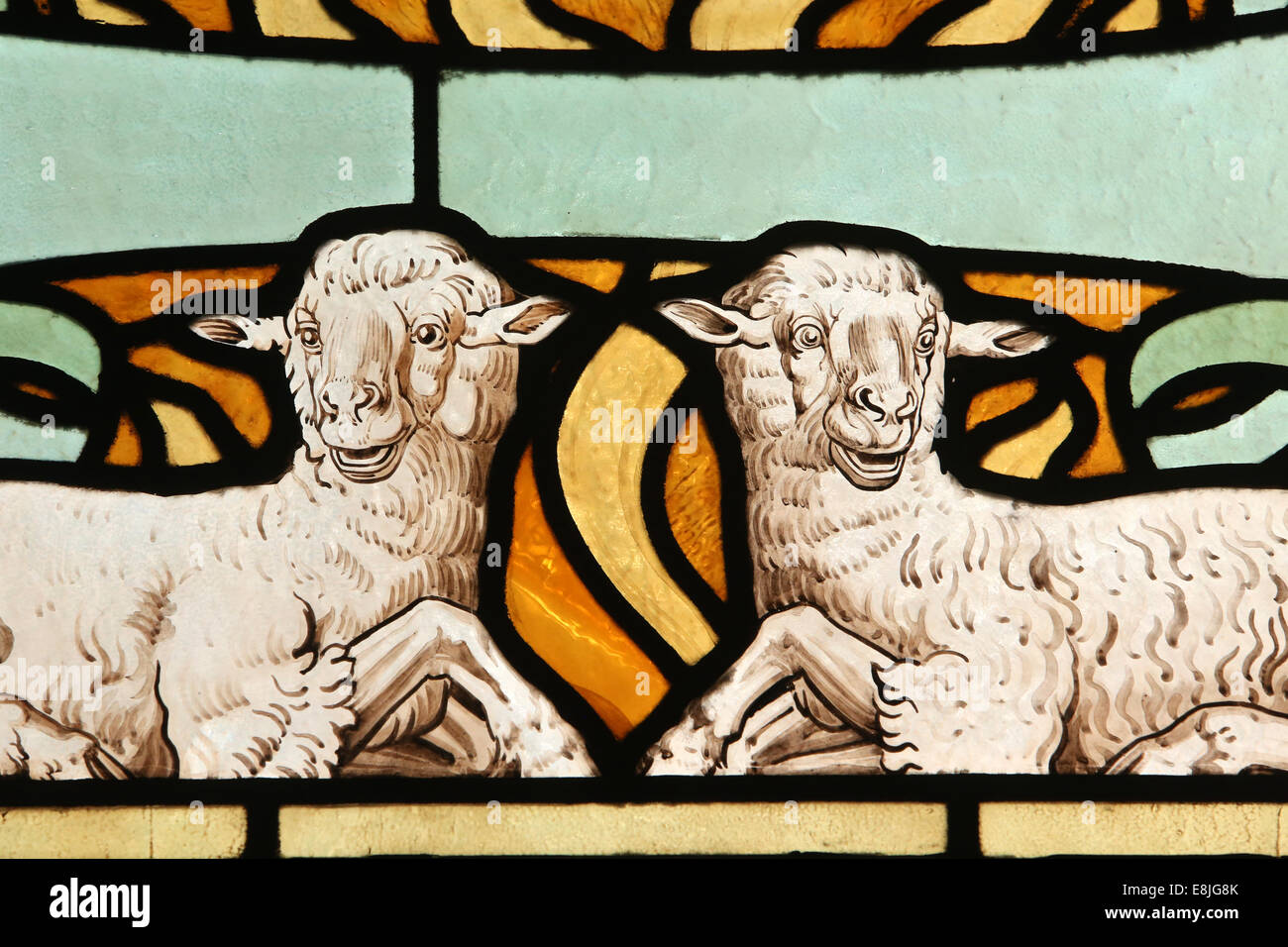 Lamb stained glass Stock Photo - Alamy