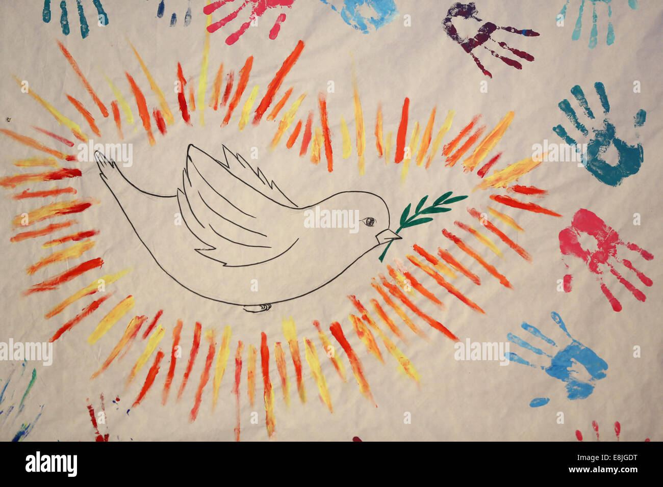 Saint-Ayoul church. Drawing of a dove. The dove is a Christian symbol ...