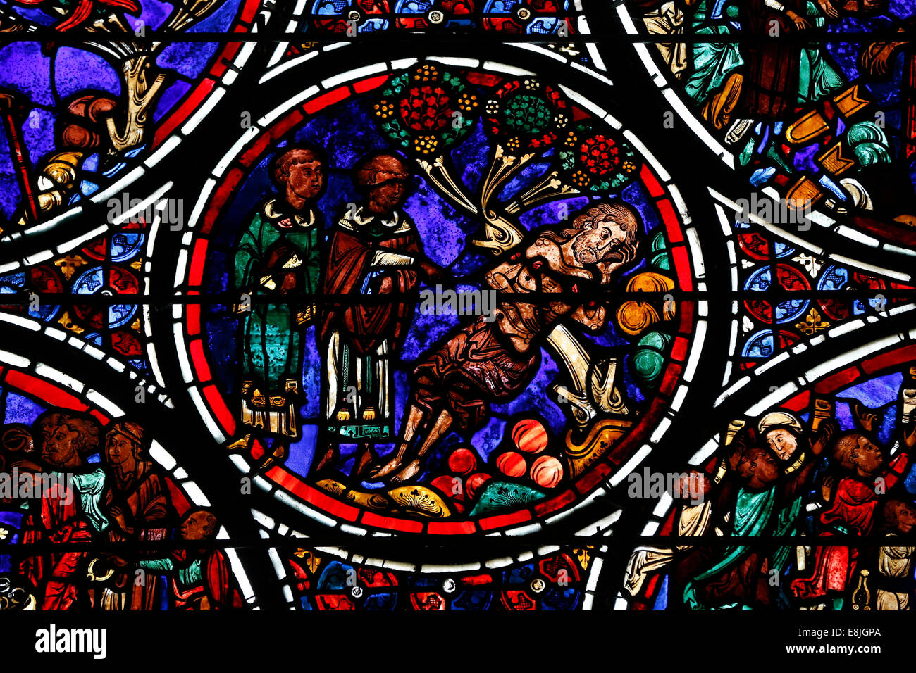 Stained-glass window. Bourges cathedral. 13th century Stock Photo - Alamy