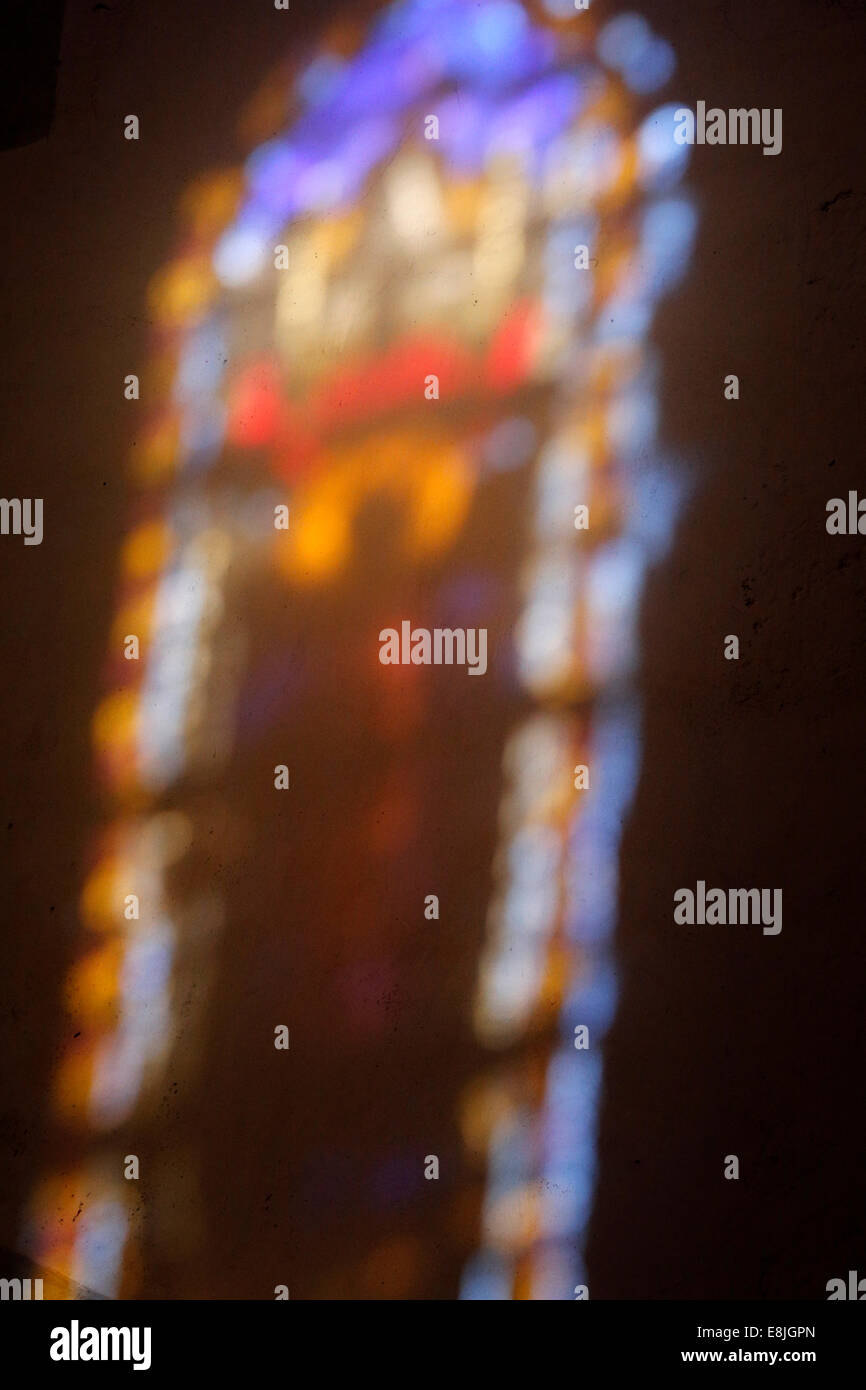 Stained-glass window reflection Stock Photo - Alamy