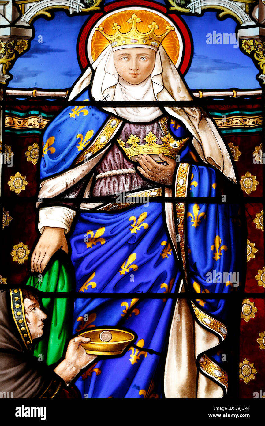 Stained-glass window. Sainte-Elisabeth Stock Photo - Alamy