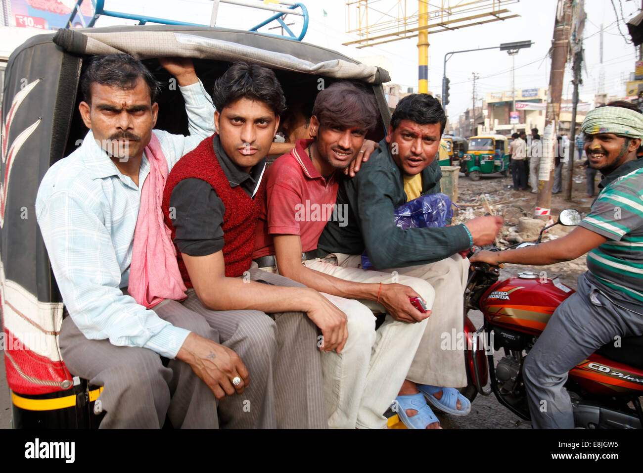 Passengers of an autorickshaw Stock Photo - Alamy