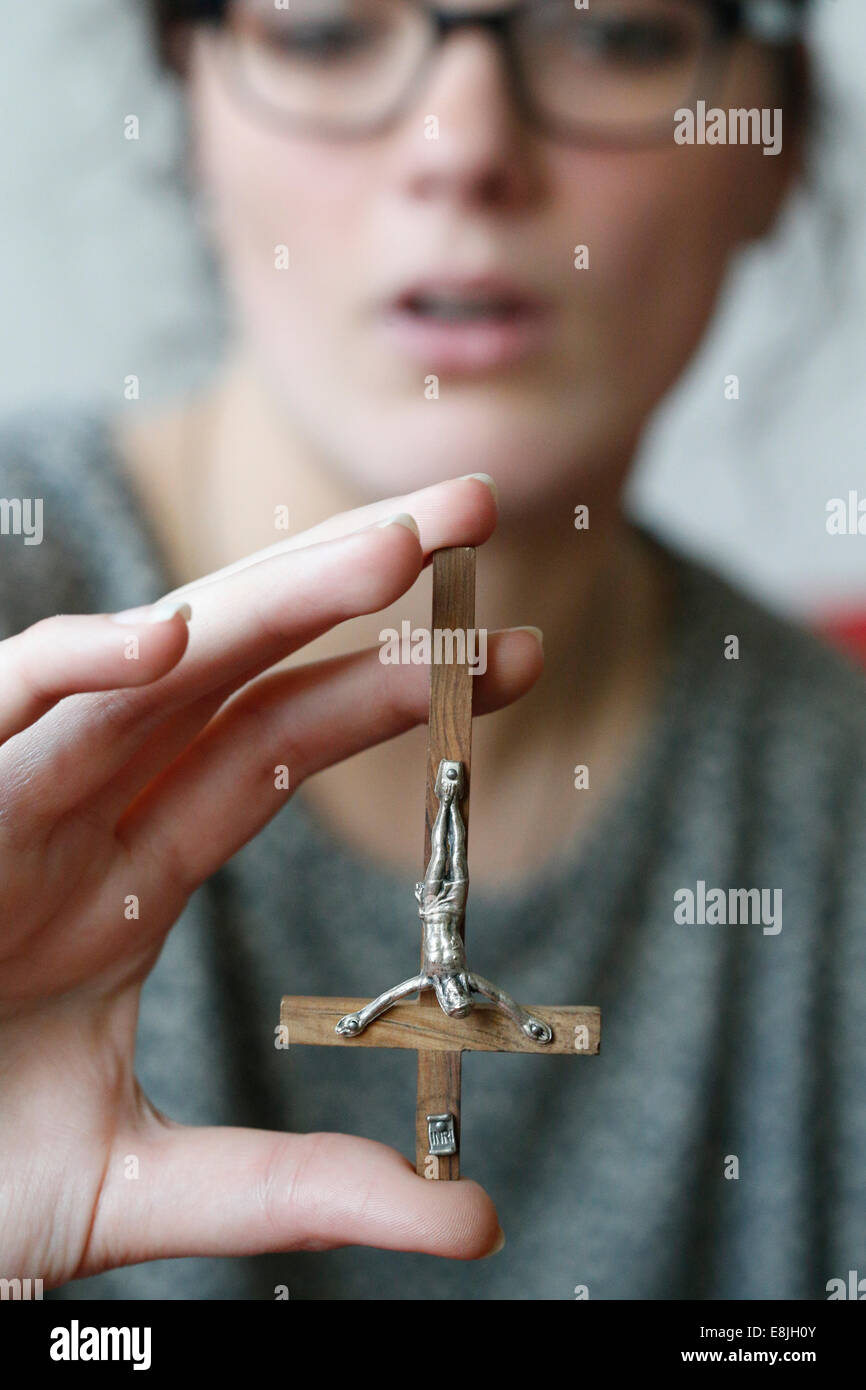 The inverted cross used as symbol of the Antichrist Stock Photo - Alamy