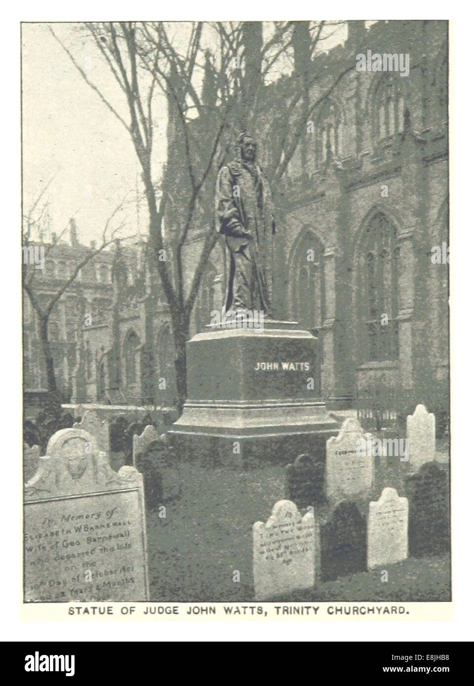 A 1893 illustration depicting the statue of John Watts, located in ...