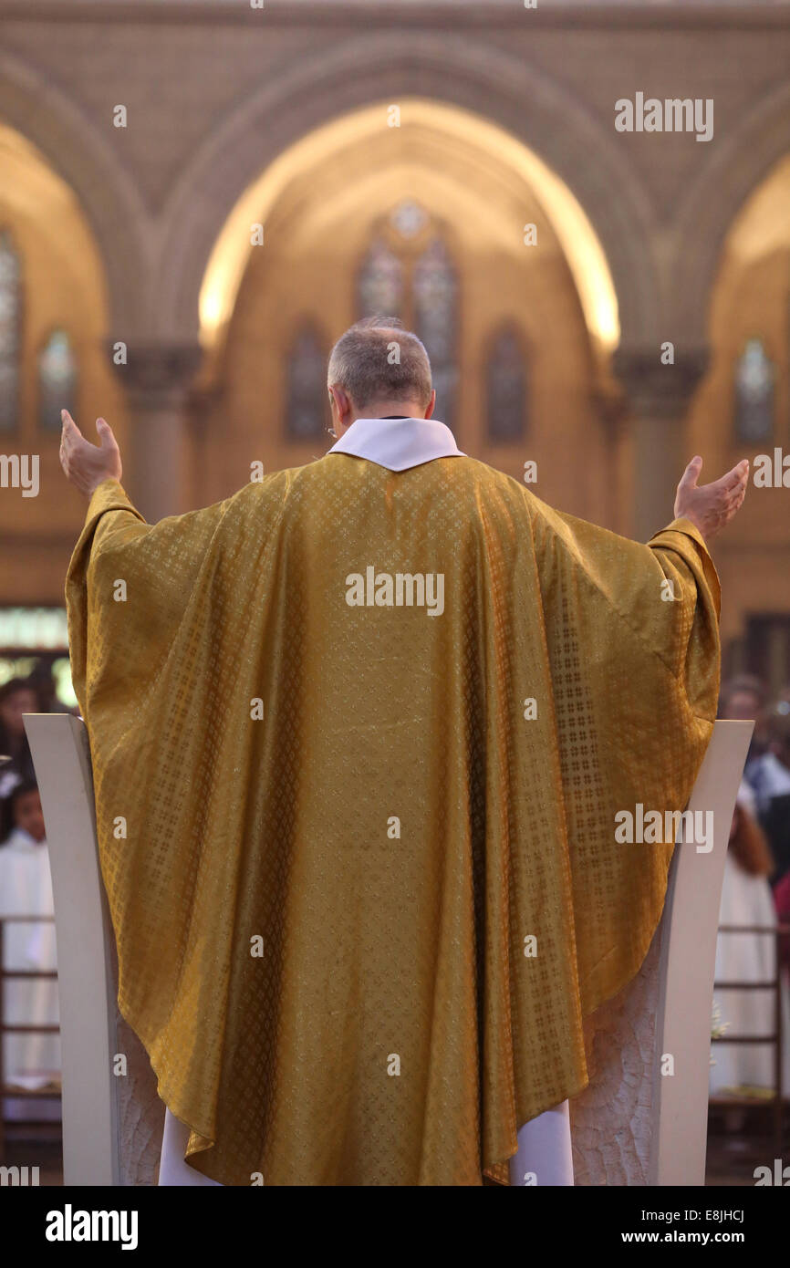 Eucharistic celebration. Priest Stock Photo - Alamy