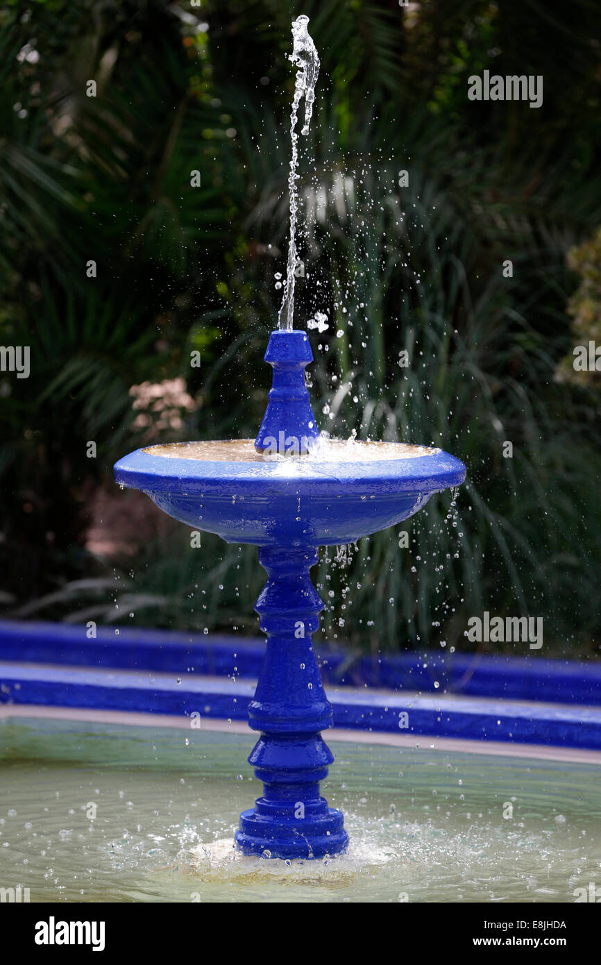 Majorelle Gardens. Blue fountain Stock Photo - Alamy